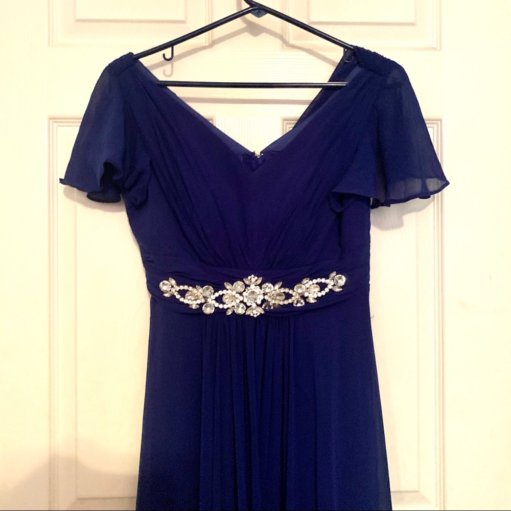 Royal Blue Maxi Formal Dress With Crystals Prom - Gem